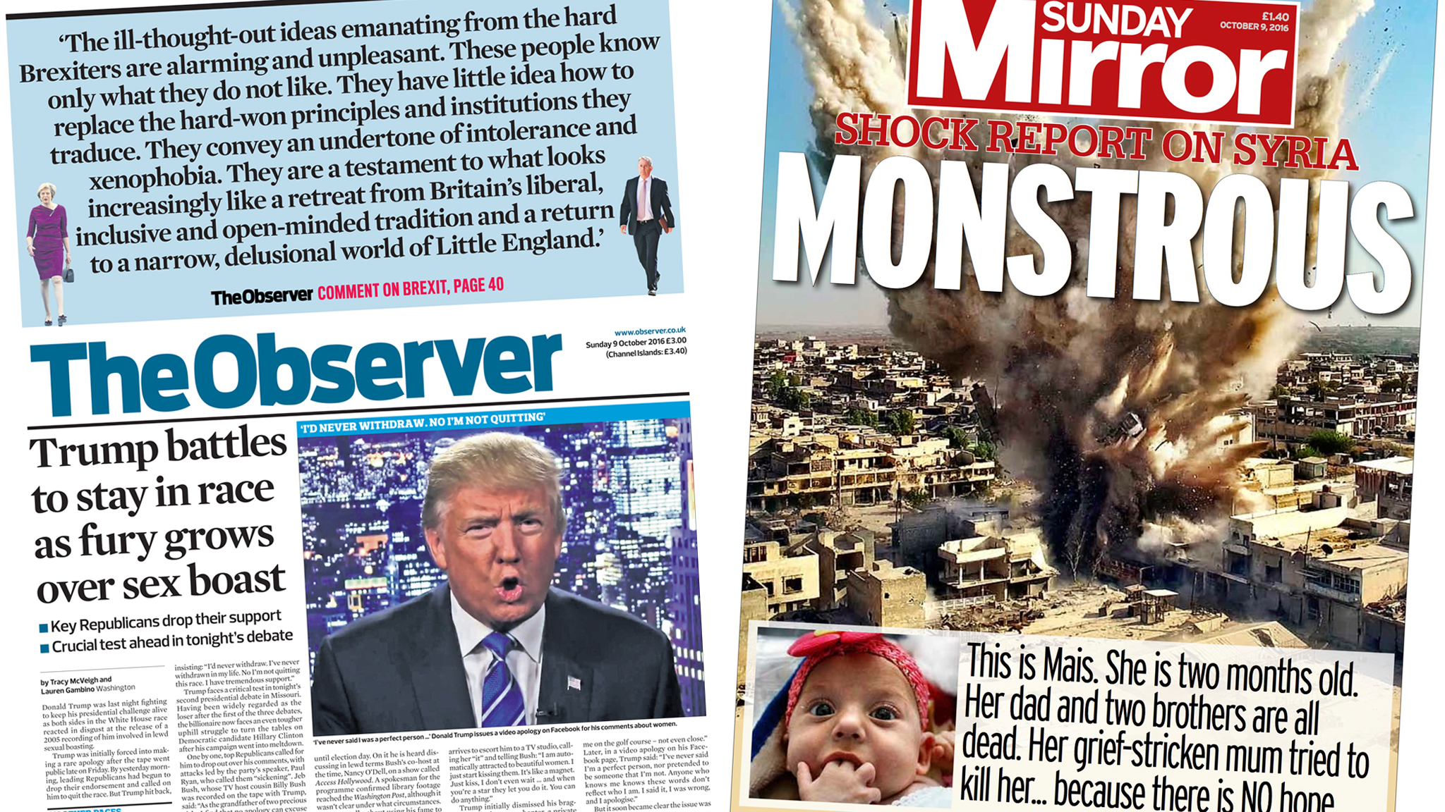 Newspaper headlines: Trump's troubles, Syria sorrow and pension perk-up ...