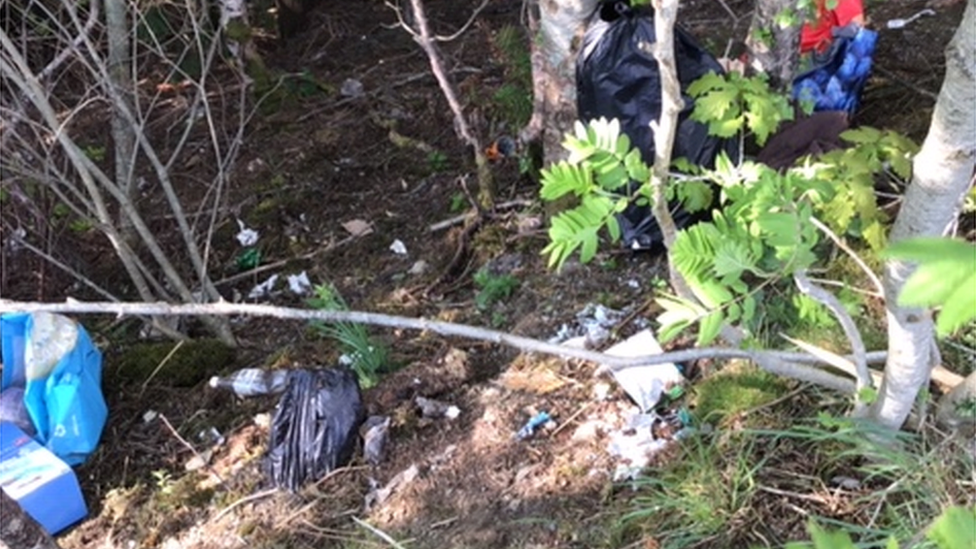 Sbwriel 'ar gynnydd' ers agor siopau tecawê - BBC Cymru Fyw