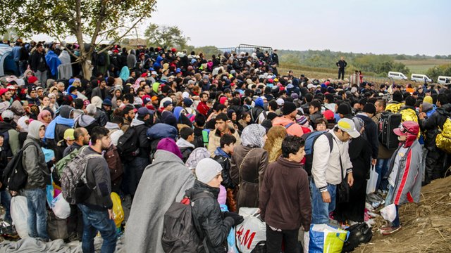 Migrant crisis: 'Immense queue' at Serbia-Croatia border - BBC News