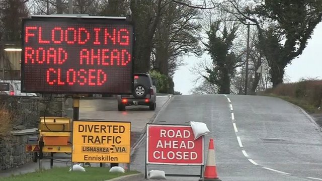 Roads closed due to Fermanagh flooding - BBC News