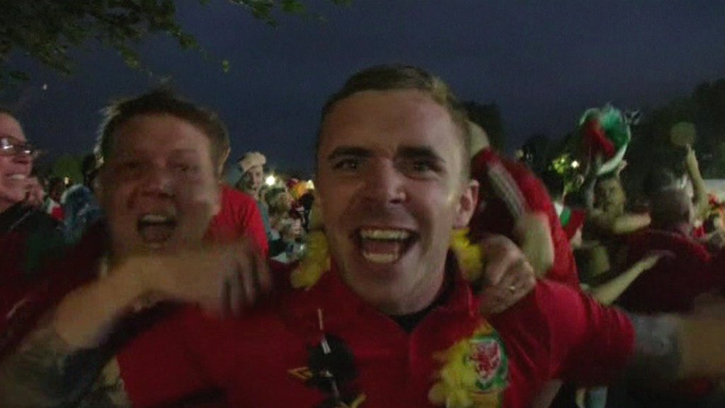 Wales fans celebrate 'amazing' win in Lille - BBC News
