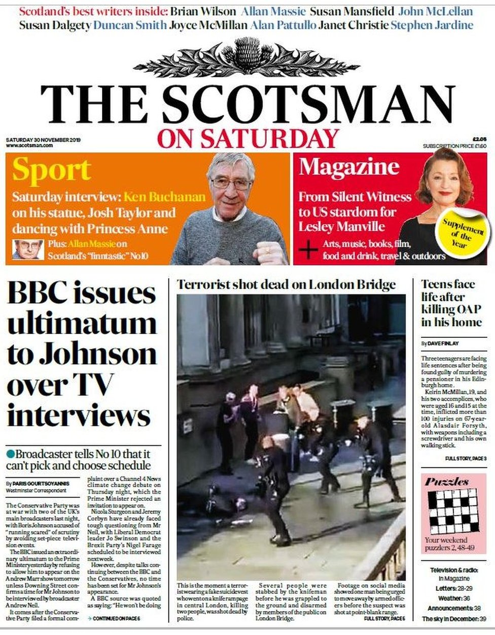 Scotland's papers: 'Horror' and 'heroes' on London Bridge - BBC News
