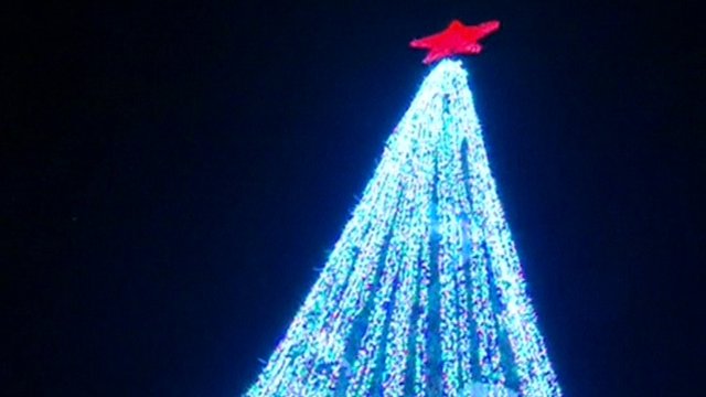 Annual Christmas tree throwing contest held in Germany - BBC Newsround