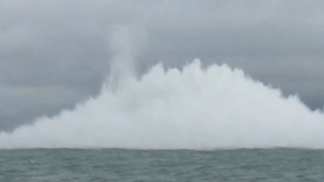 Watch World War II German sea mine being blown up - BBC News