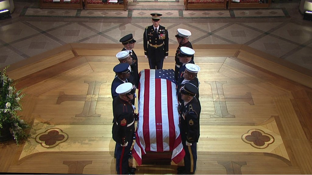 George HW Bush funeral: Leaders pay their respects - BBC News