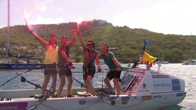 Yorkshire mums reach Antigua to set rowing world record - BBC News