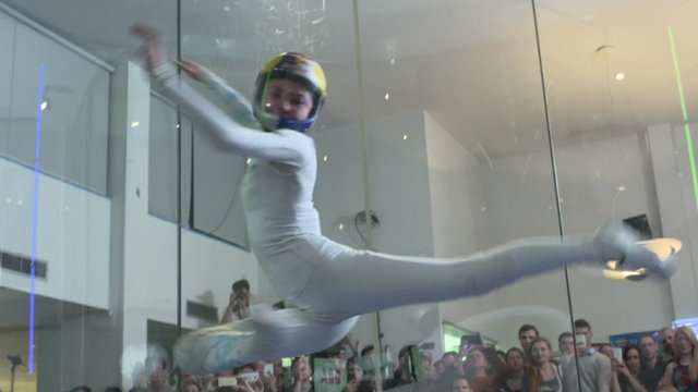Incredible footage of indoor skydivers at the Wind Games - BBC Newsround