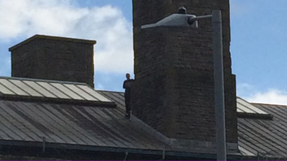 Three prisoners gain access to Swansea Prison roof - BBC News