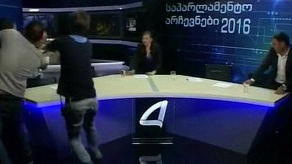 Georgia politicians fight during heated TV debate - BBC News