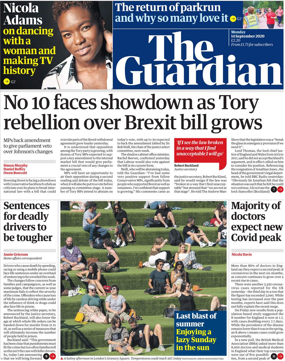 Newspaper headlines: Tory 'rebellion' and lockdown 'blow' to health ...