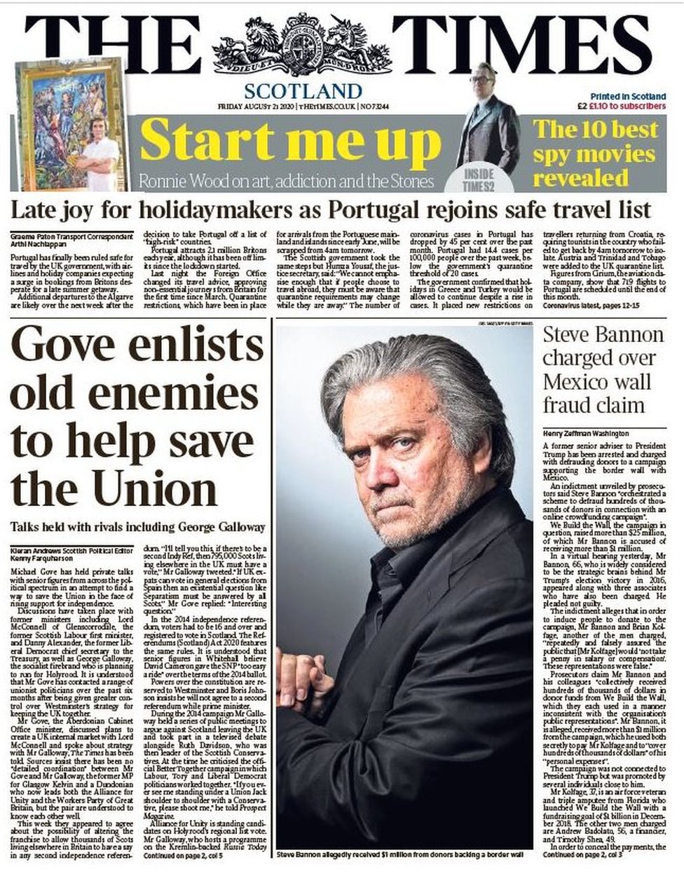 Scotland's papers: PM 'carries on camping' and bid to save the Union ...