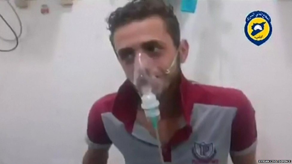 Syria conflict: Video appears to show gas attack aftermath - BBC News
