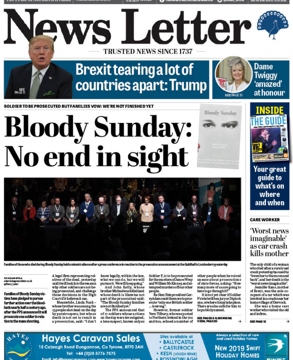 NI paper review: Bloody Sunday and a literary legend - BBC News
