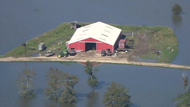 Texas floods: Aerial pictures after storms leave six dead - BBC News