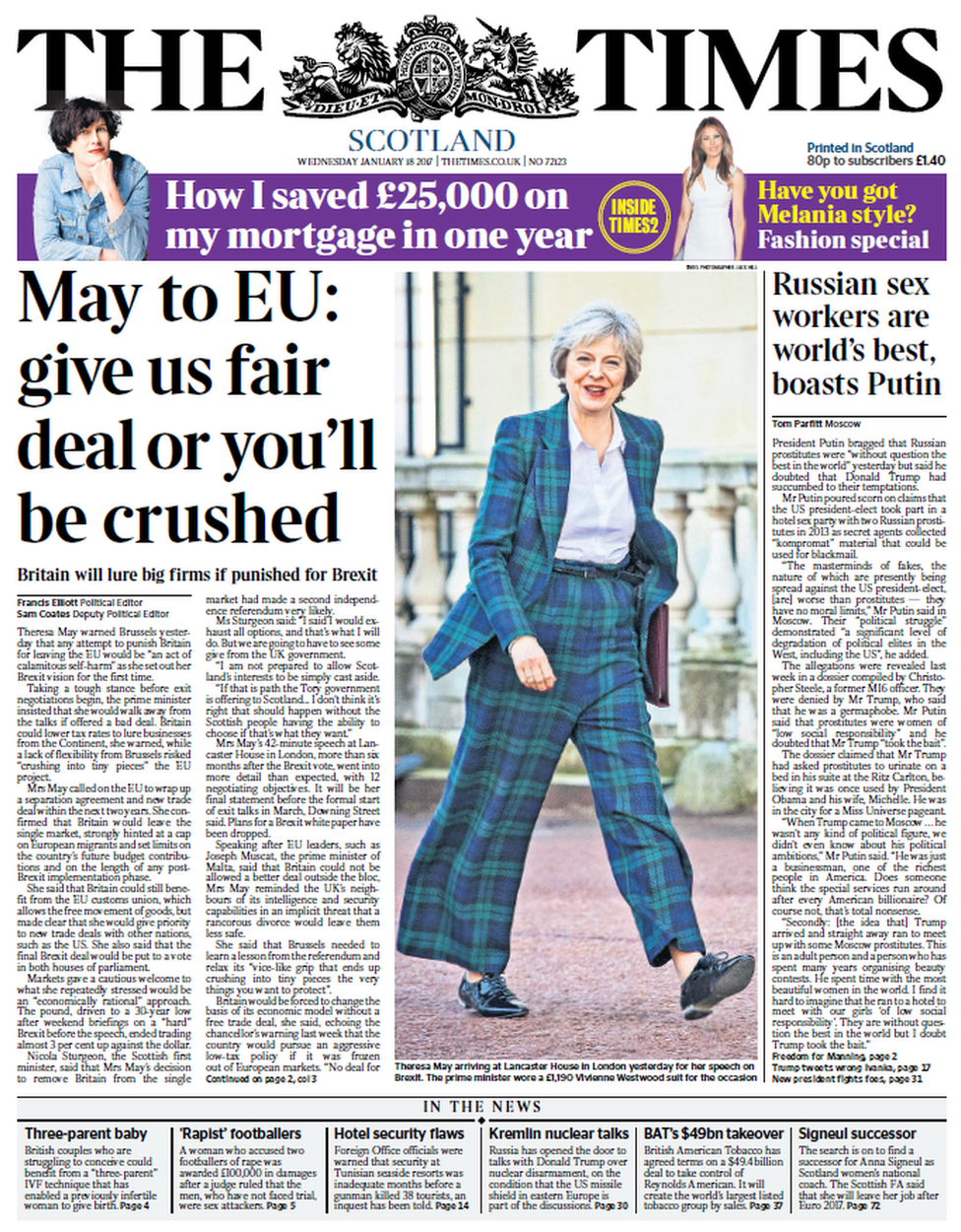 Scotland's papers: 'Scarf face' and PM's Brexit speech - BBC News