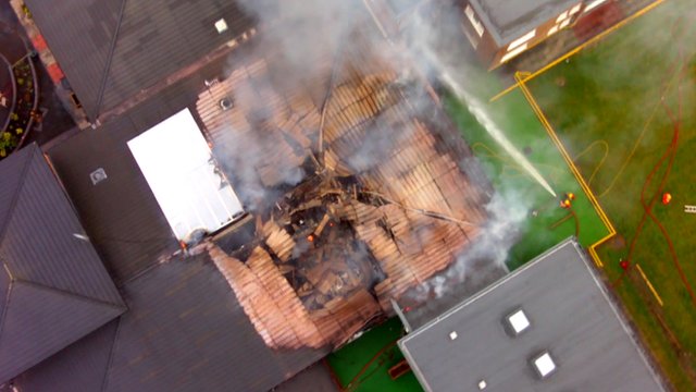 Derby school fires: Drone footage shows scale of blaze - BBC News