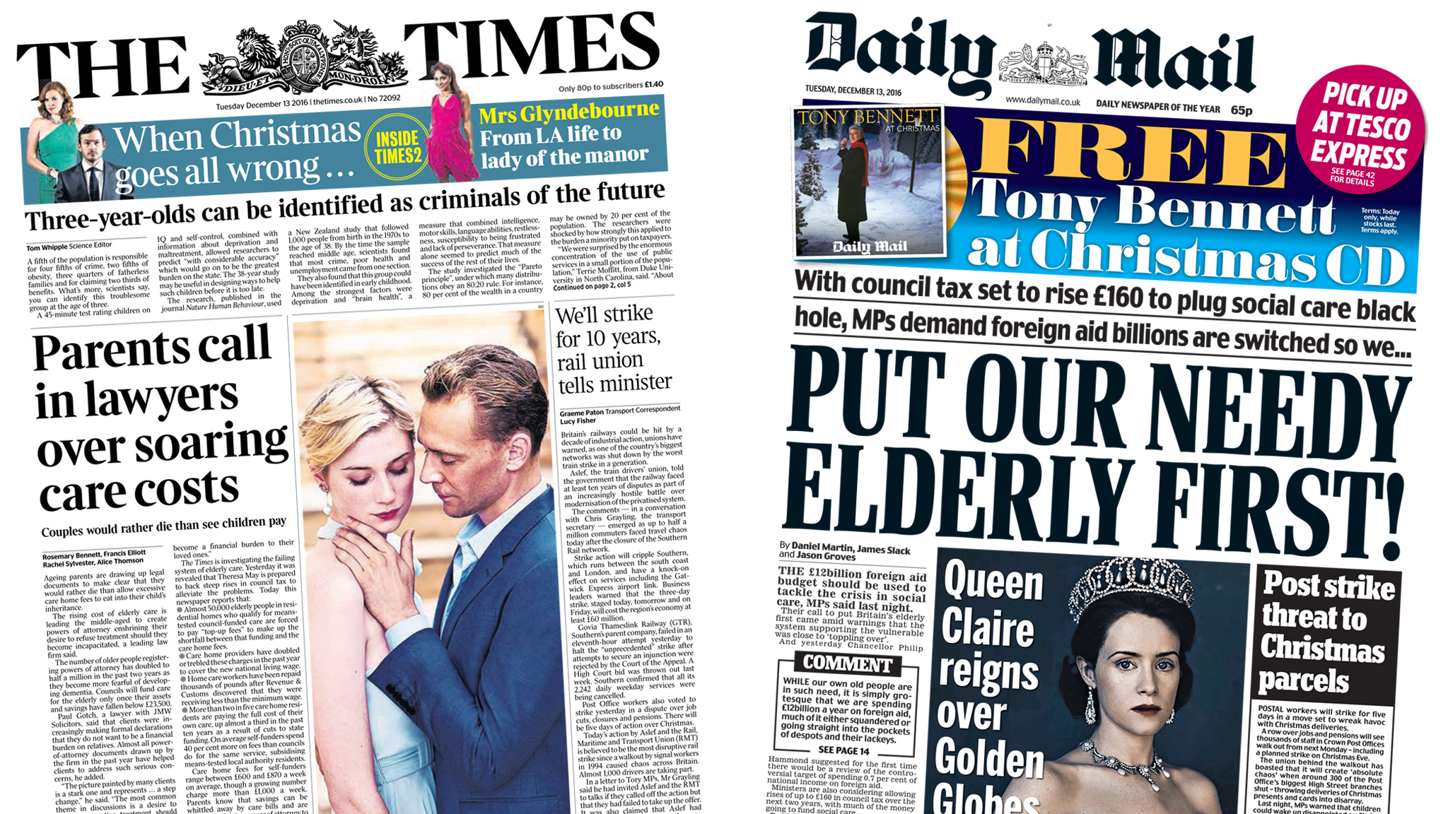 Newspaper headlines: Care costs 'legal action' and 'Save Aleppo' ca...