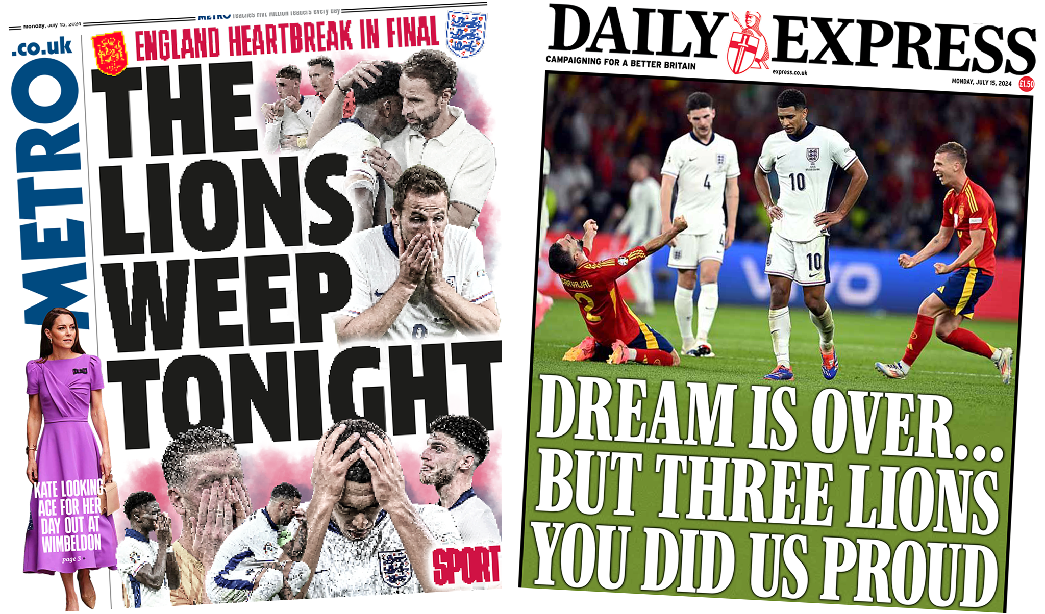 Newspaper headlines Lions weep tonight but team did us proud