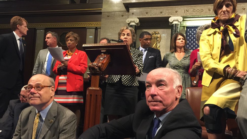 Democrat stage Congress sit-in over gun control - BBC News Democrat stage Congress sit-in over gun control - BBC News