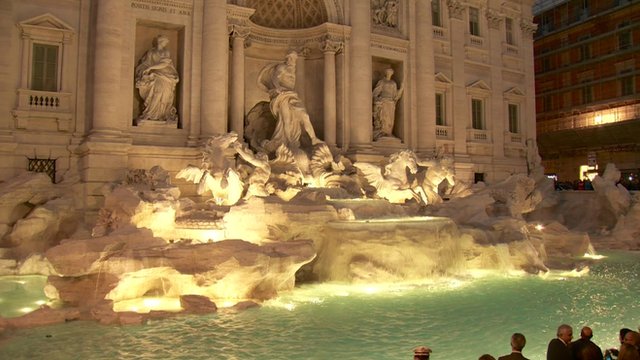 Trevi Fountain: Climate activists turn water in Rome landmark black ...