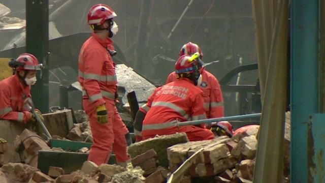 Bosley mill explosion: Fires still burning after blast - BBC News