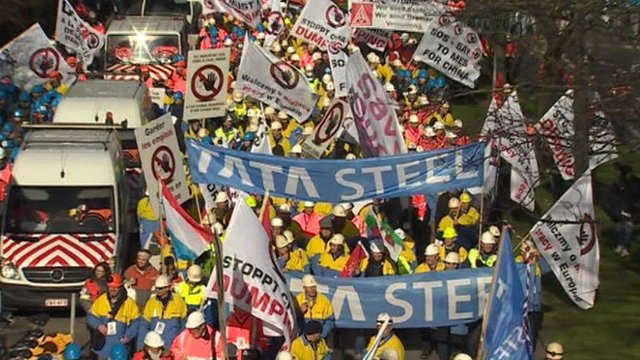 Brussels steel industry protest explained - BBC News