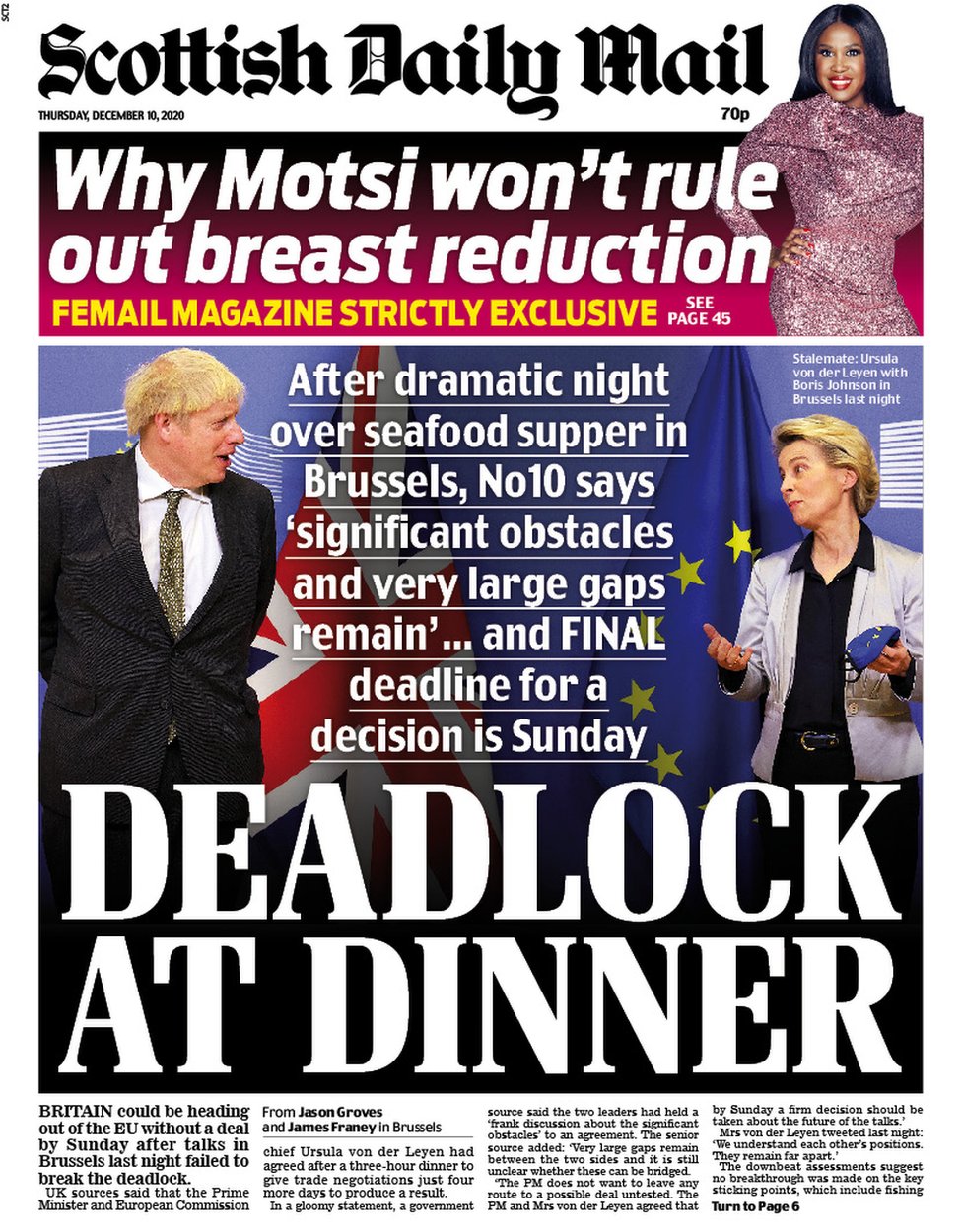 Scotland's papers: Brexit stalemate and Santa 'not essential travel ...