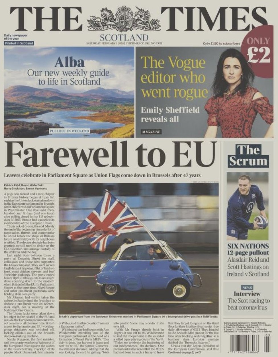 Scotland's papers: Coronavirus hits the UK and Brexit day - BBC News