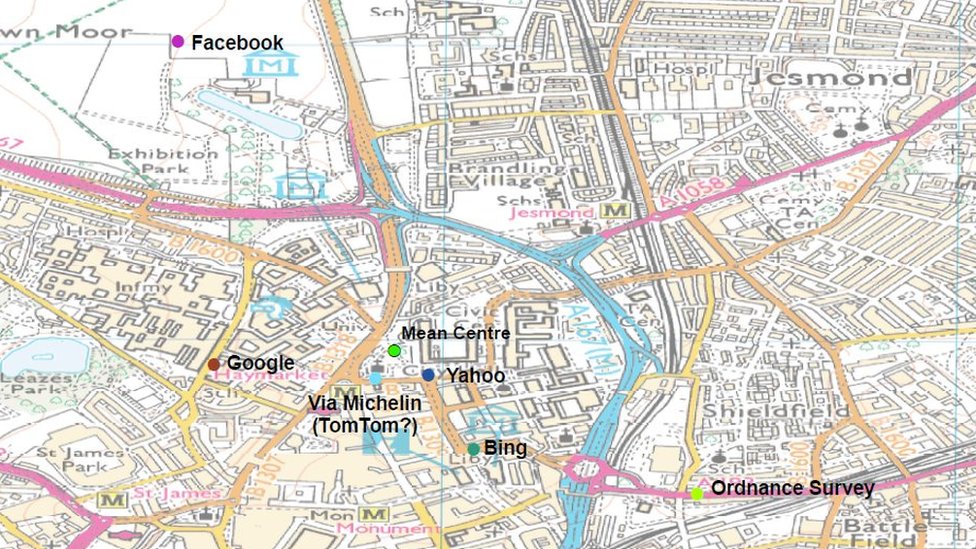 Where is the exact centre spot of Newcastle? - BBC News