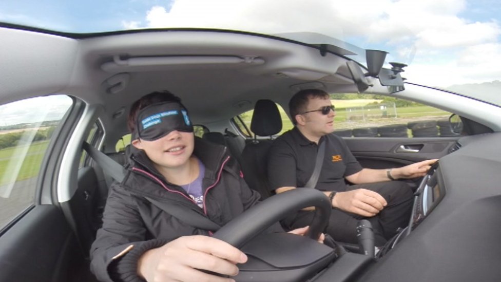 Blind drivers take to Castle Donington racetrack - BBC News