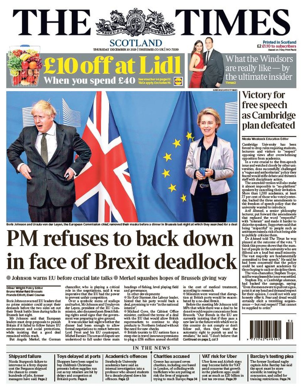 Scotland's papers: Brexit stalemate and Santa 'not essential travel ...