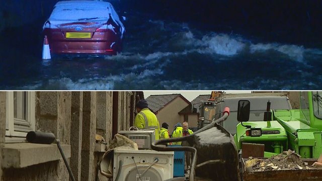 Port Elphinstone cleans up after the River Don flooded - BBC News
