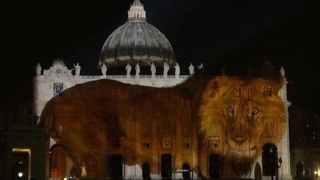 Vatican animal projections light up St Peter's Basilica - BBC News