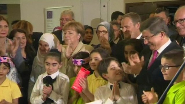 Merkel Visits Syrian Migrants In Turkey Bbc News