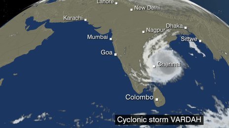 Cyclone Vardah makes landfall - BBC Weather