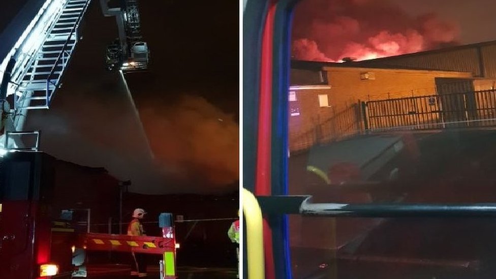 Crews tackle 'severe' factory fire in Wolverhampton - BBC News